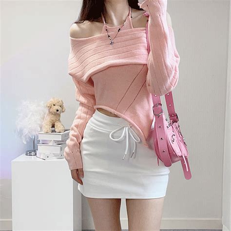 당일출고 청순여리핏핀터레스트감성💕 홀터 나시 가디건세트 오프숄더 가디건 니트 투피스 세트 에이블리