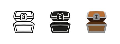 보물 상자 아이콘입니다 나무 저장 상자 벡터 그림 부 안전 및 숨겨진 행운의 상징 해적 전리품 모험 및 귀중품 픽토그램 미스터리와 보상 개념 트렁크 가방에 대한 스톡 벡터