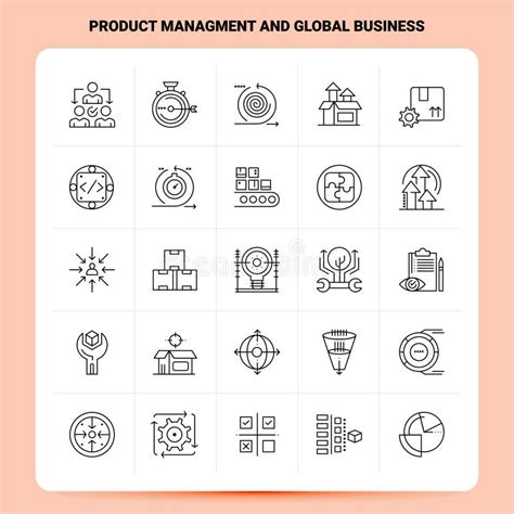 Outline 25 Product Managment And Global Business Icon Set Vector Line Style Design Black Icons