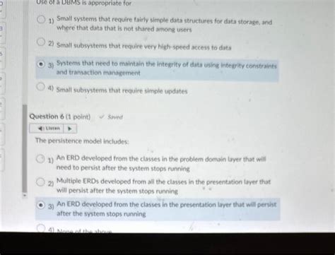 Solved Use Of A Dbms Is Appropriate For 1 Small Systems