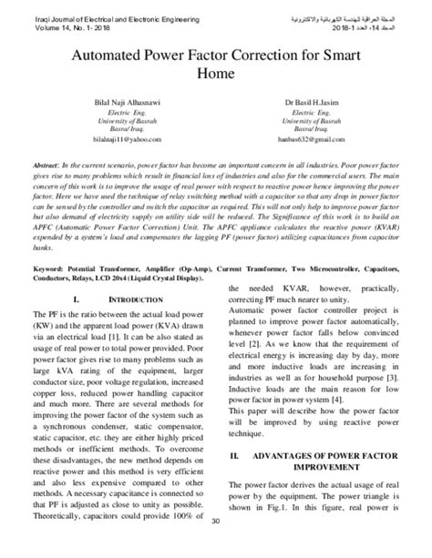 Pdf Automated Power Factor Correction For Smart Home