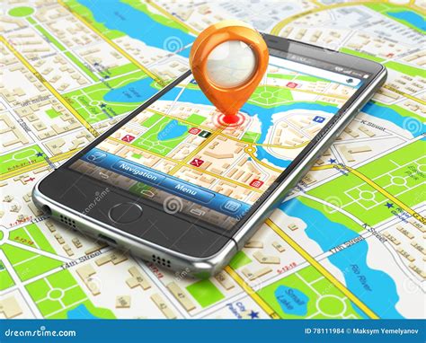 Mobile Gps Navigation Travel Concept Smartphonewith Pin On City Stock