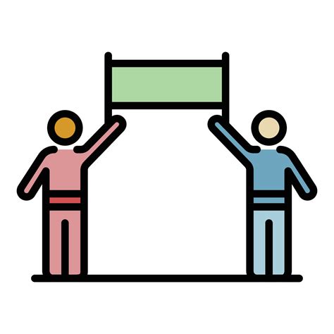 Two People Protest Banner Icon Color Outline Vector 15147438 Vector Art