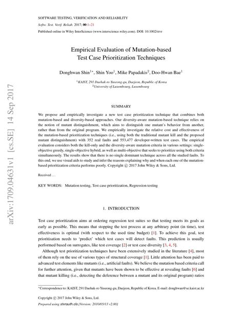 Empirical Evaluation Of Mutation Based Test Prioritization Techniques Deepai