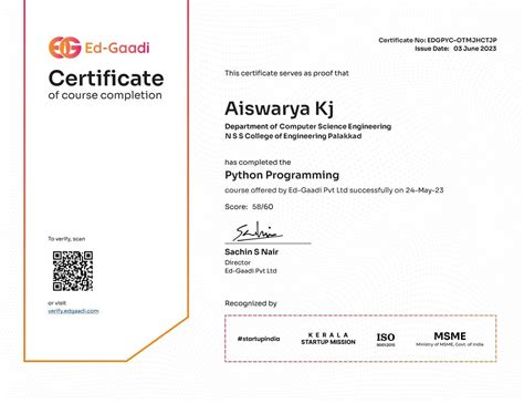 Aiswarya Kj On Linkedin Python Programming Course Completion Certificate