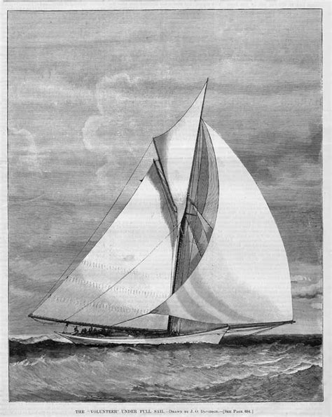 Sailing Sloop Under Full Sail Antique Sailboat Print The Volunteer