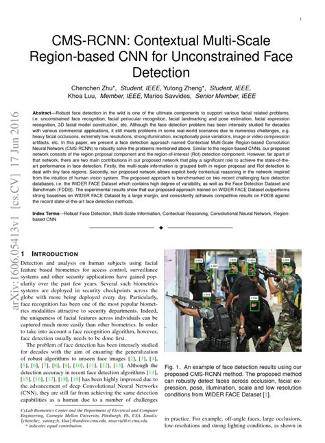 Cms Rcnn Contextual Multi Scale Region Based Cnn For Unconstrained Face Detection Deepai