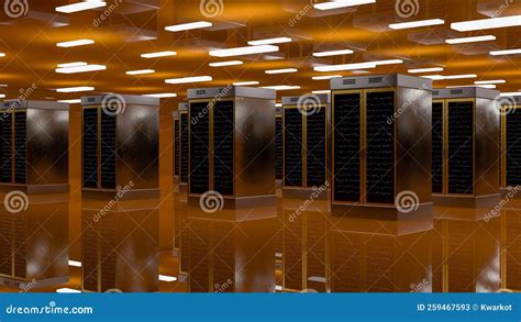 Server Room Server Data Center Backup Mining Hosting Mainframe Farm And Computer Rack With