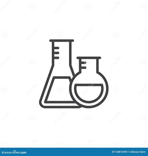 Laboratory Flask Outline Icon Stock Vector Illustration Of Chemistry Line 128814450