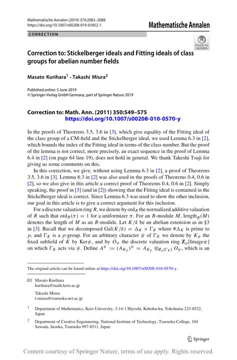 Correction To Stickelberger Ideals And Fitting Ideals Of Class Groups For Abelian Number Fields