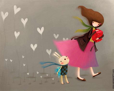 نقاشي ديجيتالي فانتزي كودكانه دختري كنار خرگوش