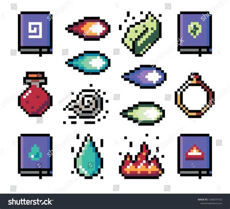 Pixel Art Game Item Icon Objects Stock Vector Royalty Free 1568374102