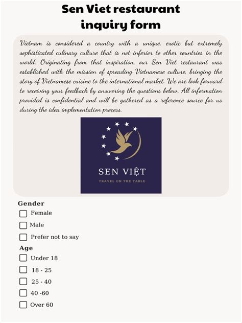 Sen Viet Inquiry Form Pdf