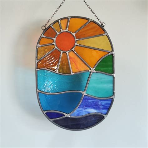 Modern Sunset Stained Glass Etsy