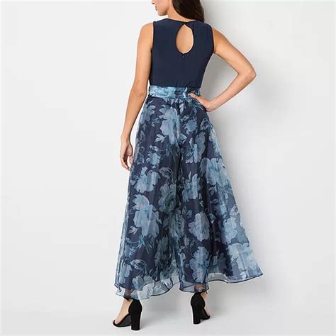 Jessica Howard Floral Womens Crew Neck Sleeveless Jumpsuit Color Navy Jcpenney