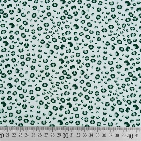 Jersey Fabric Small Leopard Pattern Dark Green Light Mint Etsy