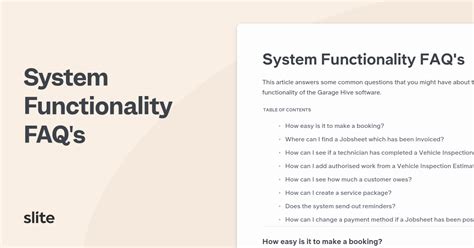 System Functionality Faqs