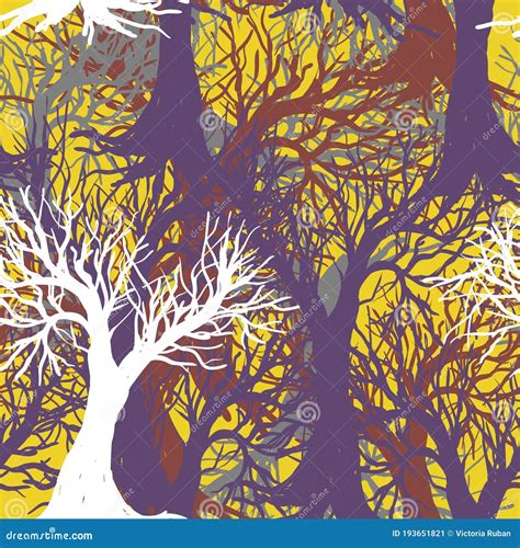 Branched Trees Seamless Pattern Stock Vector Illustration Of Repeat