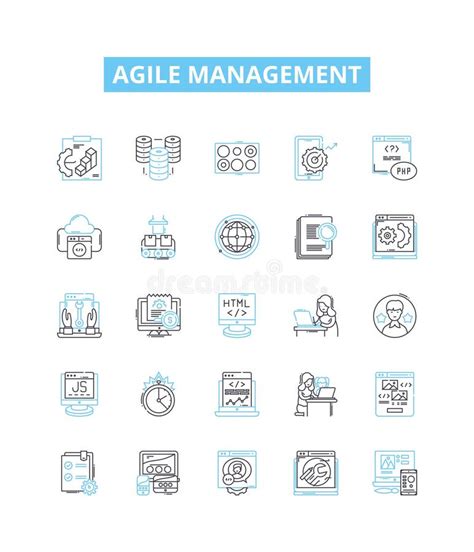 Agile Management Vector Line Icons Set Agile Management Process