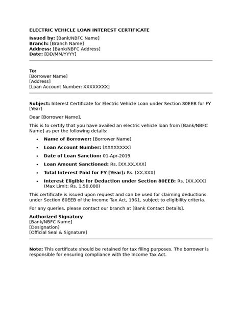 Ev Loan Tax Deduction Certificate Pdf