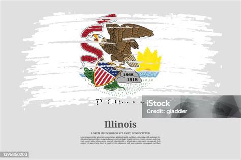 브러시 스트로크 효과와 정보 텍스트 포스터 벡터와 일리노이 국기 공휴일에 대한 스톡 벡터 아트 및 기타 이미지 공휴일 관광 국가 지리적 지역 Istock