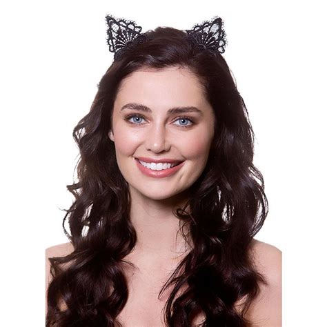 Black Lace Cat Ears On Headband