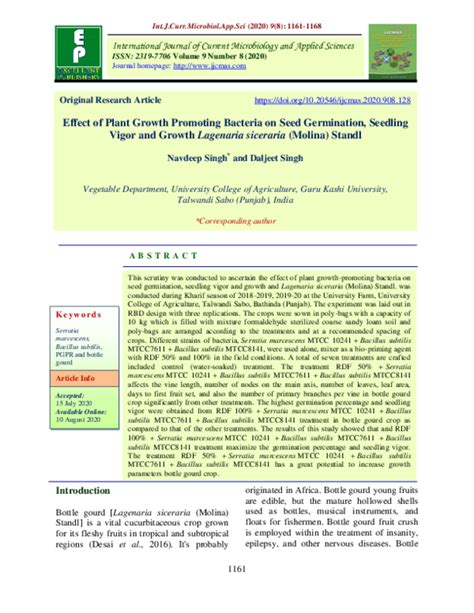 Pdf Effect Of Plant Growth Promoting Bacteria On Seed Germination
