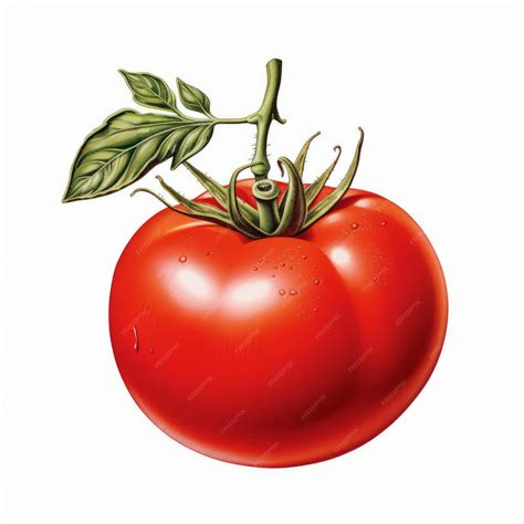 Detailed Tomato Illustration For Poster On White Background Premium