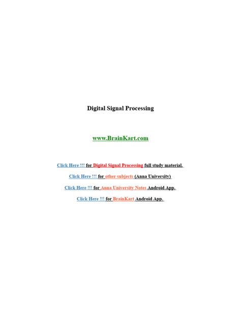 Brainkart211 It6502 Digital Signal Processing 2 Marks Pdf