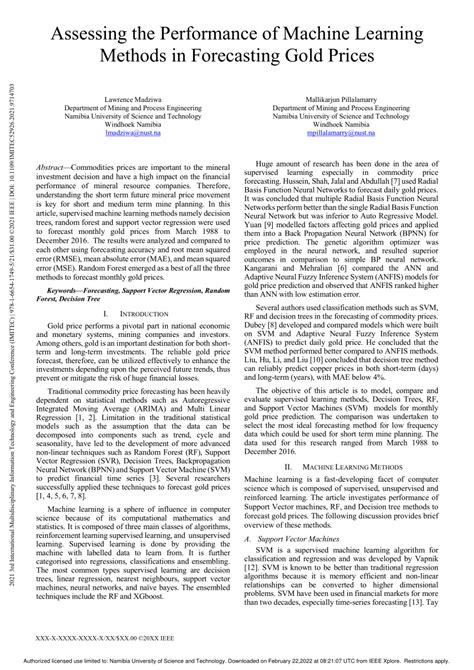 Pdf Assessing The Performance Of Machine Learning Methods In