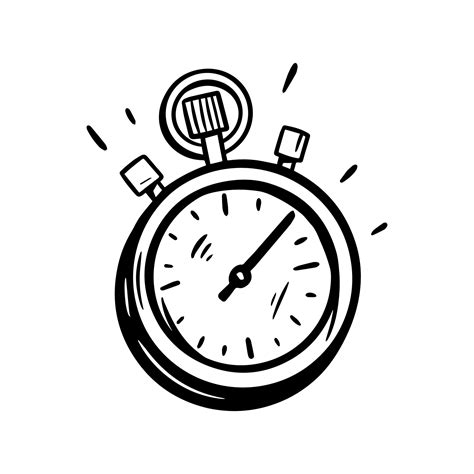 Hand Drawn Stopwatch Doodle Sketch Style Time Quick Fast Logo Concept