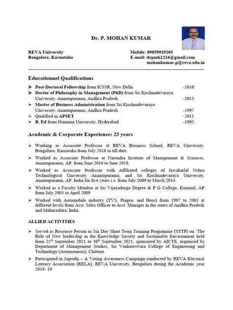 cv dr p mohan kumar pdf