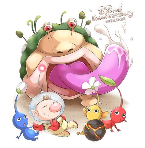 Olimar Red Pikmin Yellow Pikmin Blue Pikmin And Emperor Bulblax Pikmin And More Drawn By