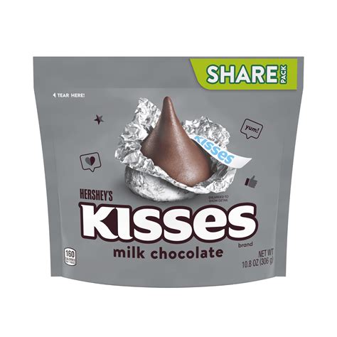Hersheys Kisses Milk Chocolate Silver Foil Candy Share Pack 108 Oz