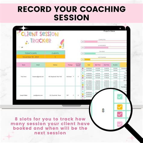 Client Session Tracker Spreadsheet For Coaches Client Management