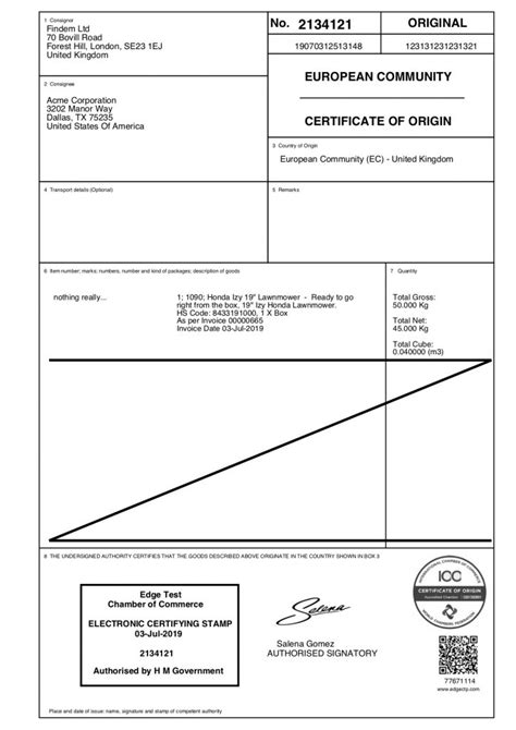 Usmca Certificate Of Origin Template