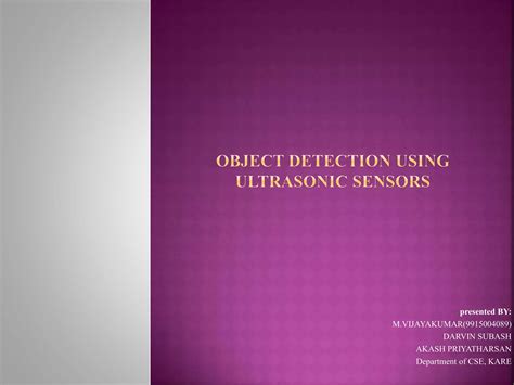 Object Detection Using Ultra Sonic Sensors Ppt