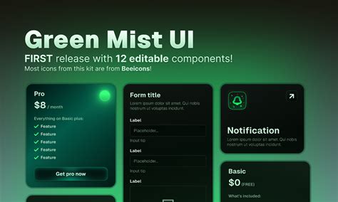 Green Mist Ui Free Dark Theme Ui Kit Figma