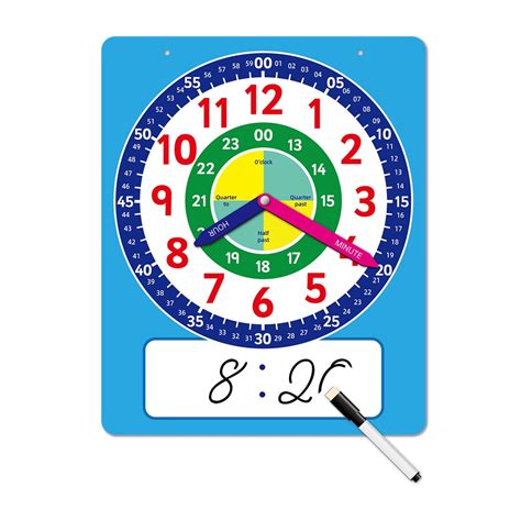 Write And Wipe Teaching Demonstration Clock Telling Time Learning Clock For Analog And Digital