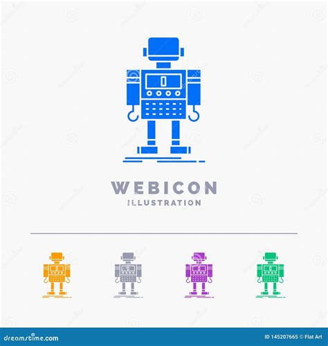 Autonomous Machine Robot Robotic Technology 5 Color Glyph Web Icon Template Isolated On