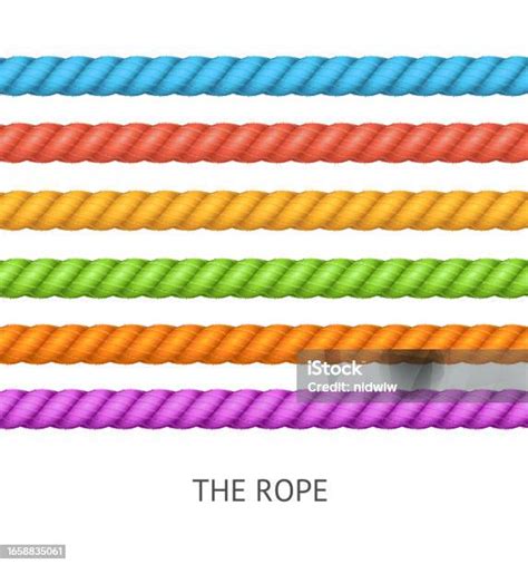 사실적인 상세한 3d 다른 색상 트위스트 로프 세트 벡터 다중 색상에 대한 스톡 벡터 아트 및 기타 이미지 다중 색상 밧줄 거미줄 Istock
