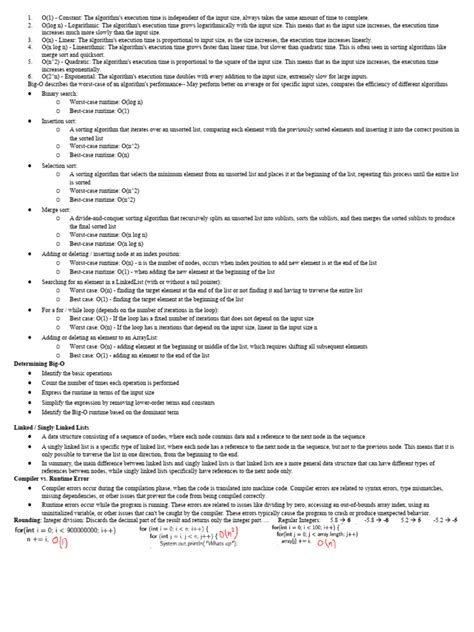 Final Exam Cheat Sheet Object Oriented Coding Pdf Time Complexity Class Computer