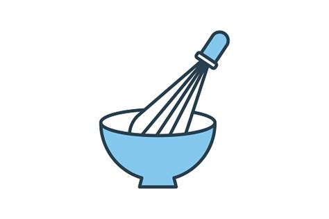 거품기와 함께 그릇 아이콘을 믹싱합니다 빵집 요리사 주방의 요소와 관련된 아이콘입니다 플랫 라인 아이콘 스타일 디자인입니다 간단한 벡터 디자인 편집 가능 믹싱 보울에 대한