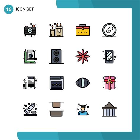 16 User Interface Flat Color Filled Line Pack Of Modern Signs And Symbols Of Measure File Bag