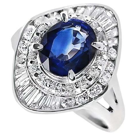 Igi Certified 133ct Natural Sapphire 033ct Natural Diamonds Platinum