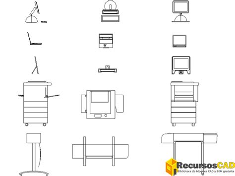 Bloques Autocad De Impresoras Fotocopiadoras Y Plotters En Dwg