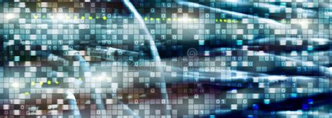 Binary Code On Datacenter Background Cyber Space Concept