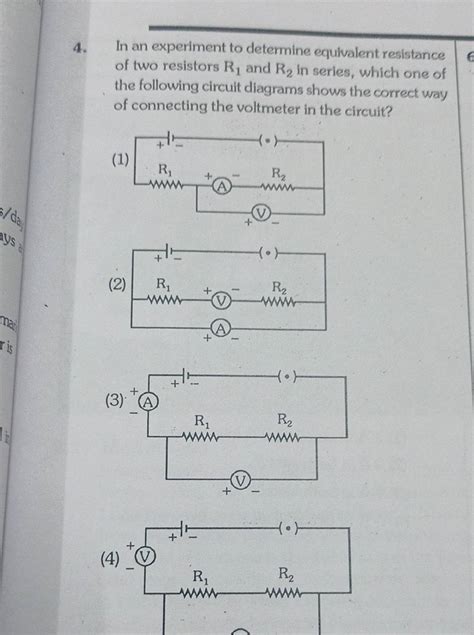 4 In An Experiment To Determine Equivalent Resistance Of Two Resistors R