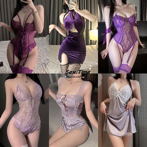 💚sex Time💜สีม่วง ซีรีส์ ชุดนอนลูกไม้เซ็กซี่ ชุดบอดี้สูทเซ็กซี่ ชุดนอนไม่ได้นอน หลากหลายสไตล์