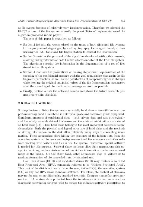 multi carrier steganographic algorithm using file fragmentation of fat